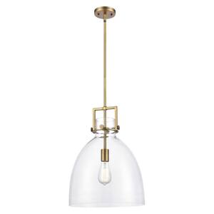 KICHLER Everly 19.75 in. 1-Light Natural Brass Modern Shaded Bell ...