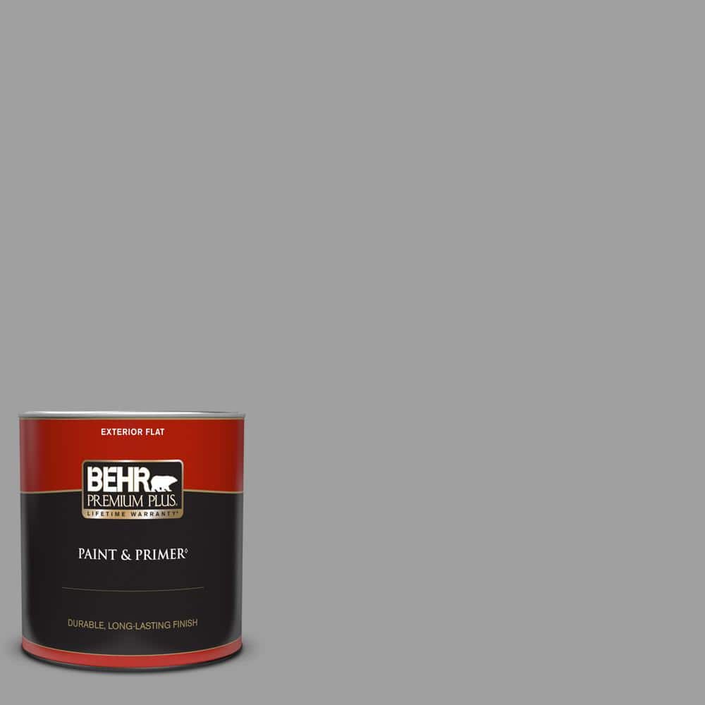 BEHR PREMIUM PLUS 1 qt. #PPU26-06 Elemental Gray Flat Exterior Paint ...