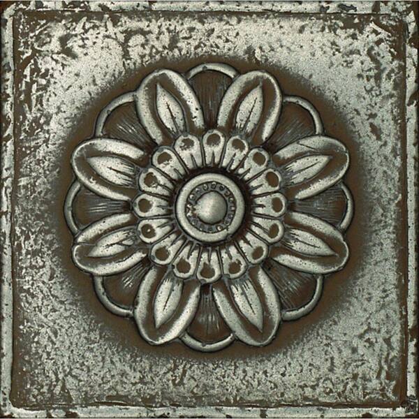 Daltile Metal Signatures 4-1/4 in. x 4-1/4 in. Iron Metal Rosette ...
