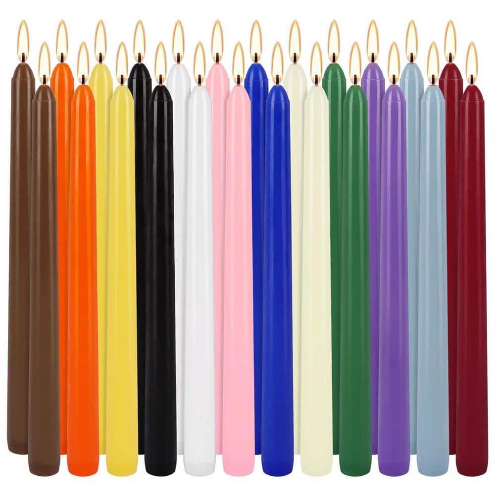 Multi-Colored Unscented Paraffin Single Wick Dripless Smokeless Taper ...
